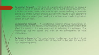 Lesson 2 characteristics, purpose and types of research | PPTX