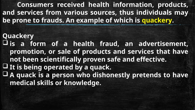 Lesson 2 - Consumer Health - Health 10.pptx | Surgery | Medical Health