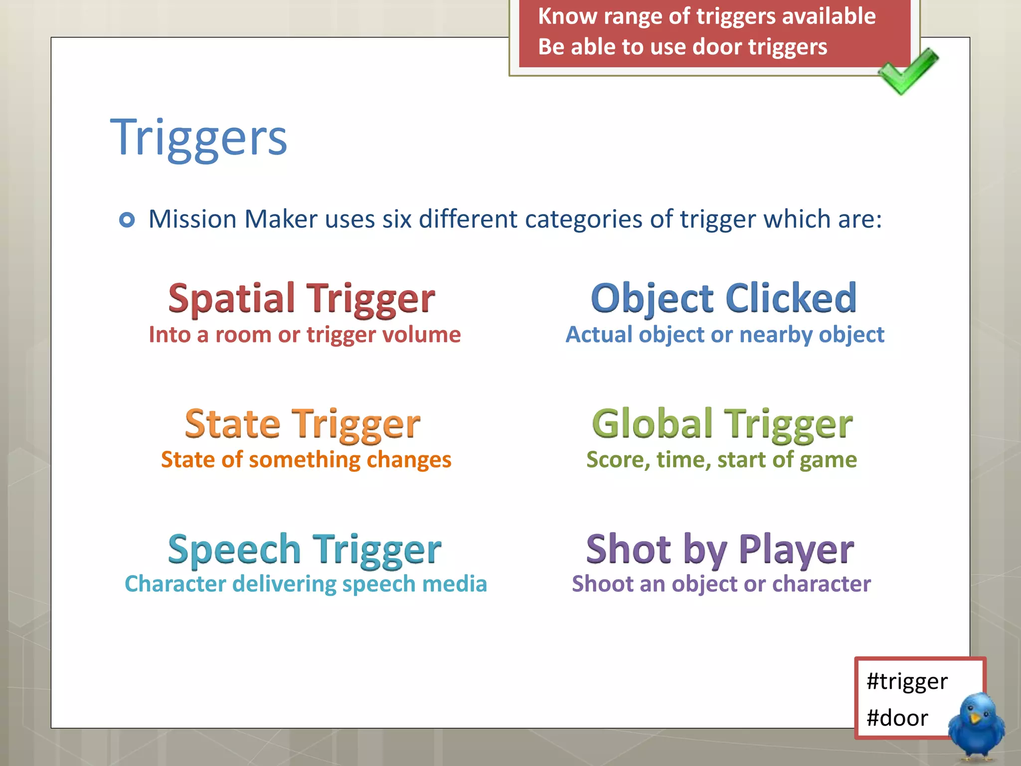 LO3 - Lesson 2 - Door Triggers | PPT