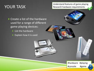 Unit 216 - Lesson 2 - Game Design Hardware | PPTX