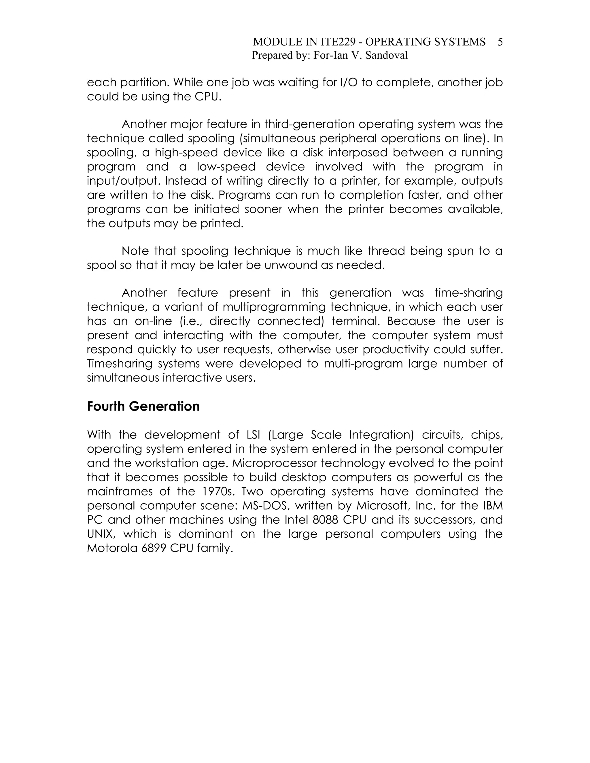 Lesson 2 History Of Operating System | DOC