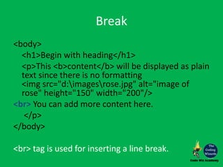 HTML- Hyper Text Markup Language | PPTX | Web Design and HTML | Internet