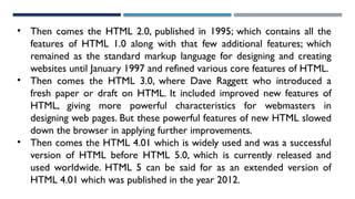 Lesson 2 - HTML Overview - History and Basic Syntax | PPTX