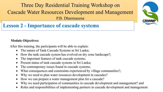 Lesson 2 importance of tank cascade systems | PPT