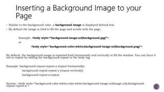 HTML5 - Insert images and Apply page backgrounds | PPT