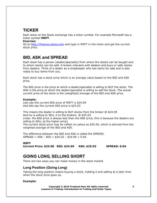 Introduction To Trading And Order Types | PDF