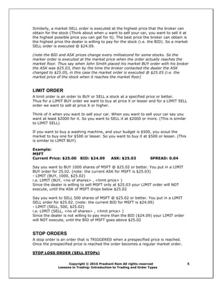 Introduction To Trading And Order Types | PDF