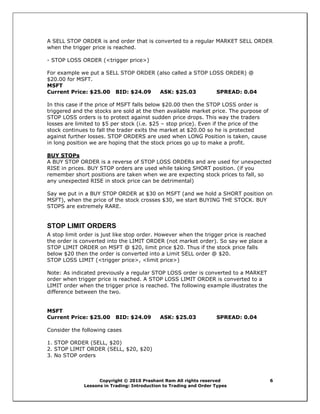 Introduction To Trading And Order Types | PDF