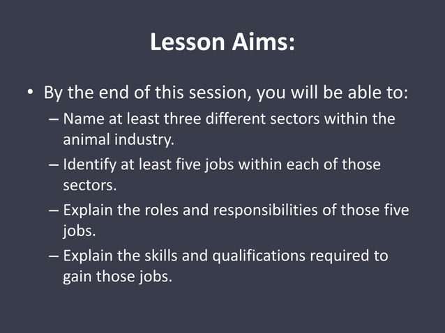 Lesson 2 jobs within the animal industry | PPTX