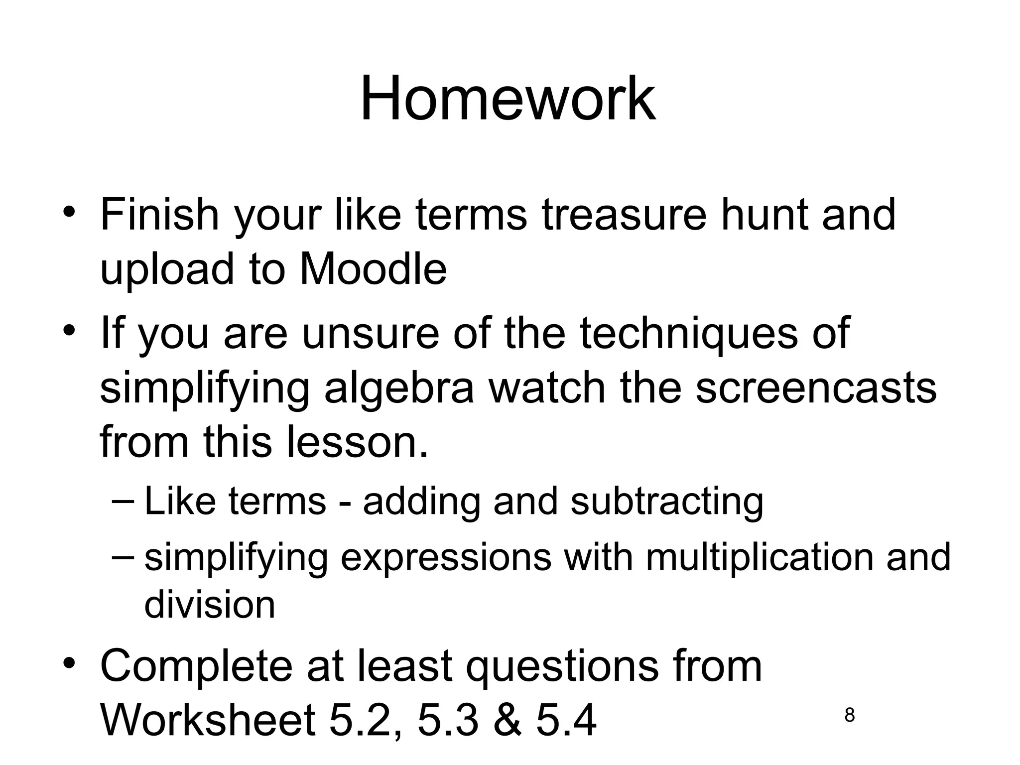 Lesson 2 like terms | PPT