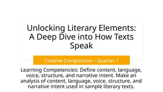 Lesson 2 - Literary Elements - Creative Composition | PPTX