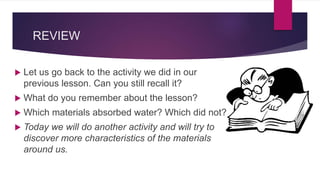 Lesson 2 materials that float or sink | PPTX