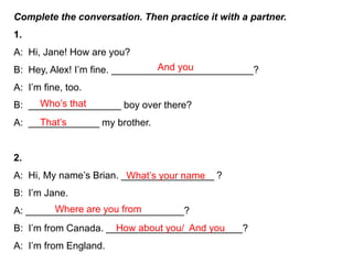 Lesson 2 nice to meet you | PDF