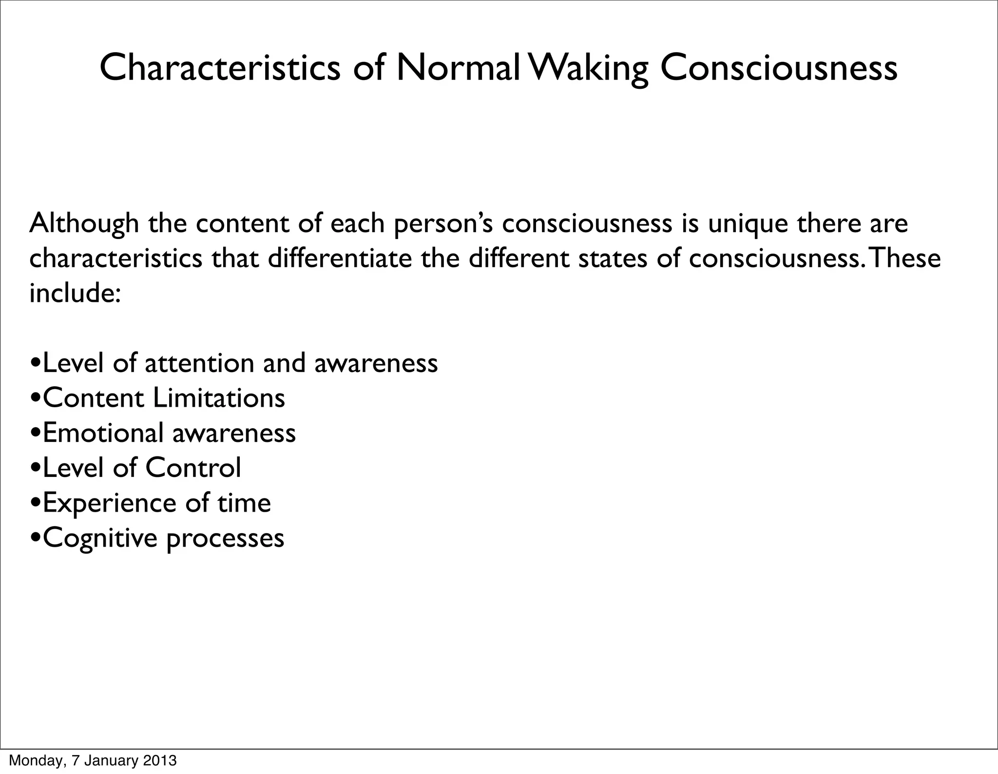 Lesson 2 normal waking consciousness | PDF | Science