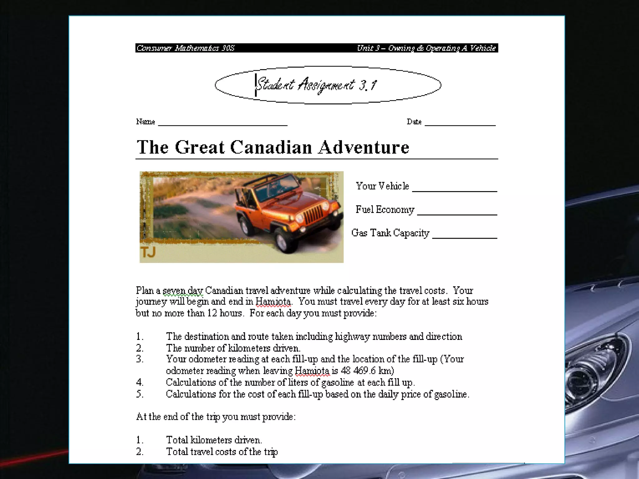 Operating a Vehicle | PPT