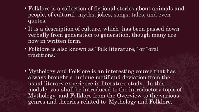 OVERVIEW - Mythology and Folklore - LESSON 2 | PPTX