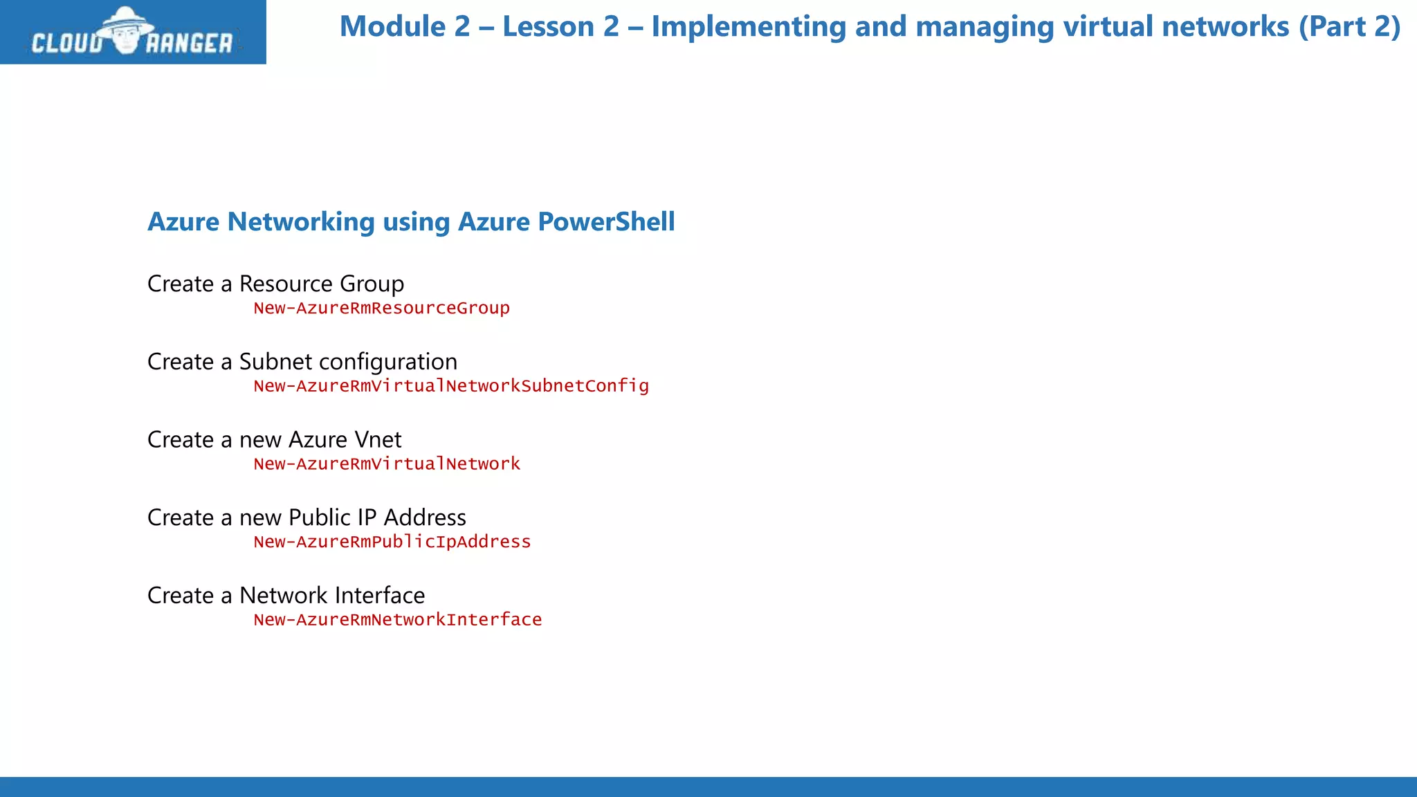 Lesson 2- Part 2 - Implementing and managing virtual networks with ...