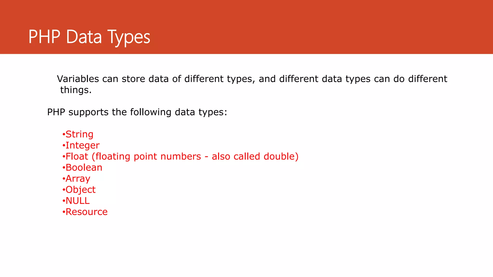 Lesson 2 Php Data Types Pptx Programming Languages Computing