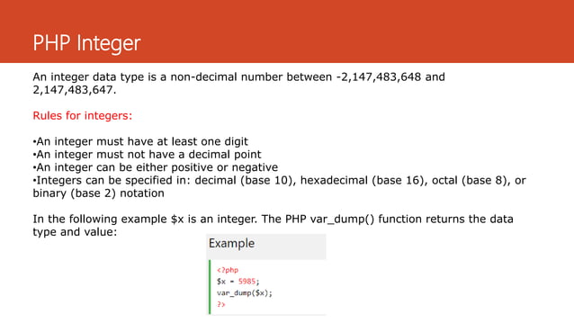 Lesson 2 php data types | PPTX | Programming Languages | Computing