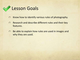 Lesson 2 - Rules of Photography | PPT