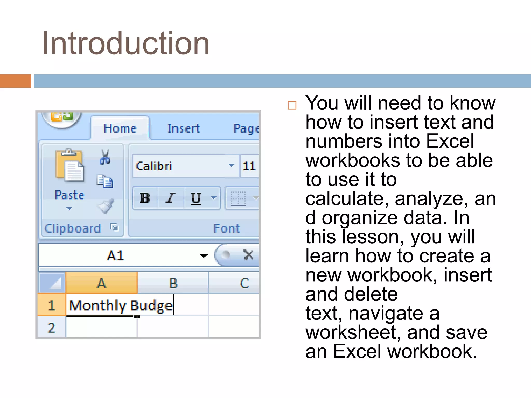Lesson 2 starting a workbook | PPTX