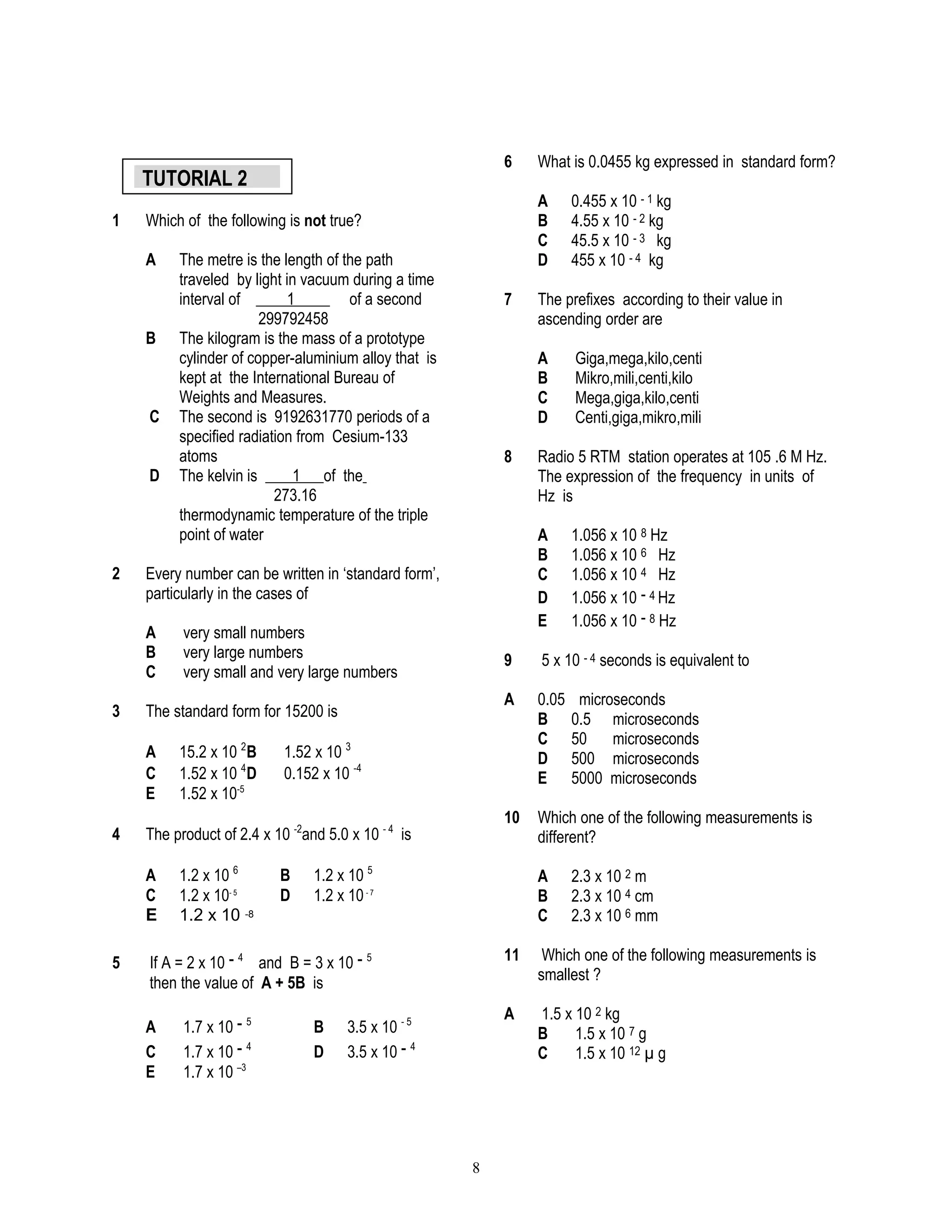 The Unit Of Measurement | DOC