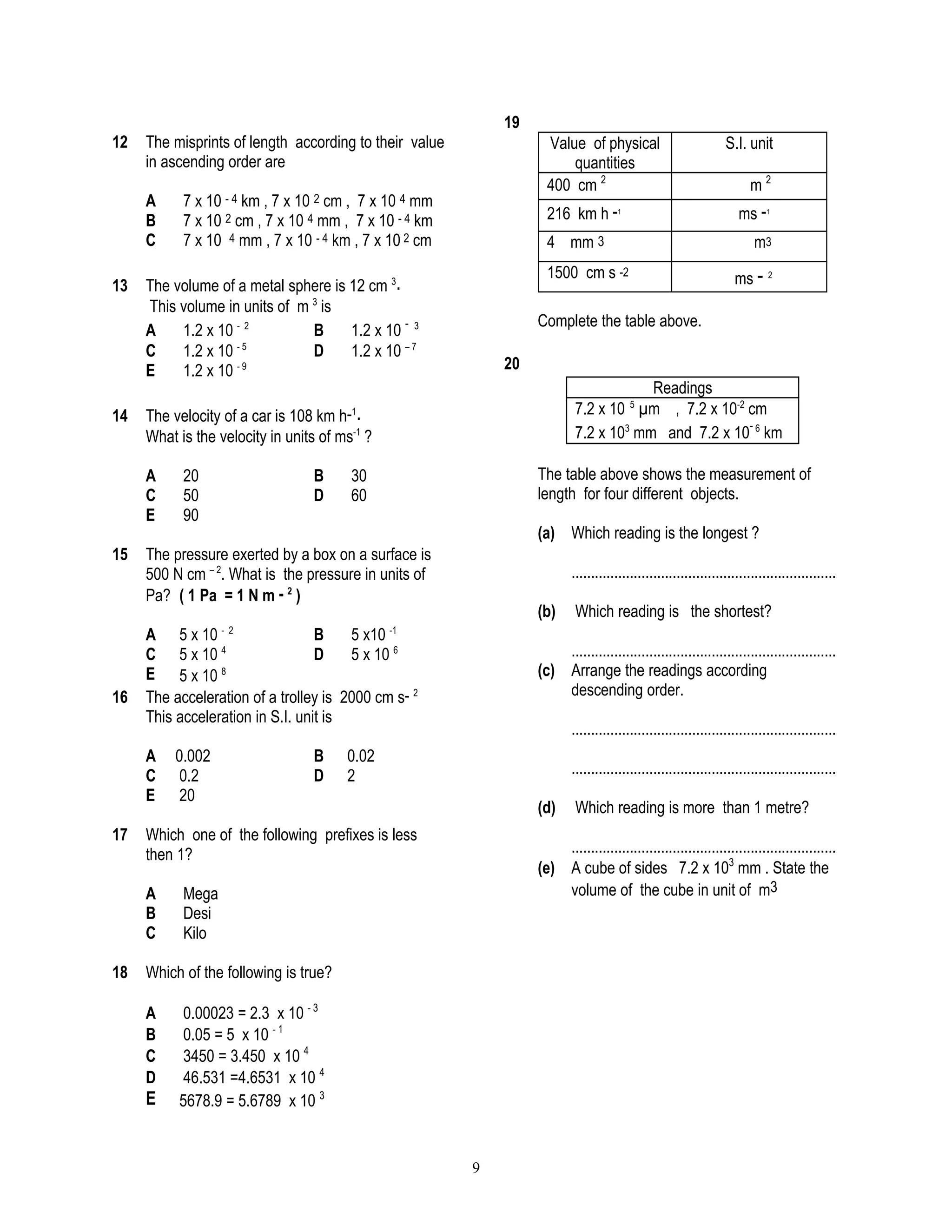 The Unit Of Measurement | DOC