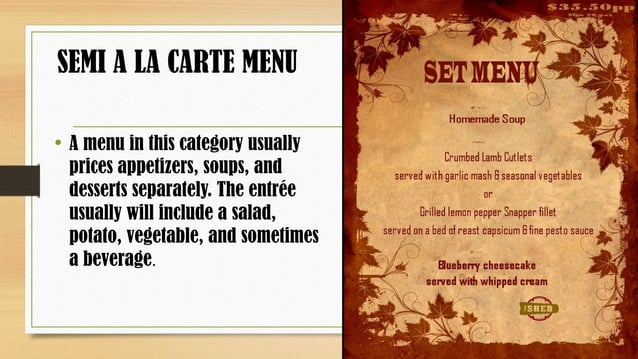 Lesson 2 - Types of Menu and Standardize Menu.pptx | Bars & Restaurants ...