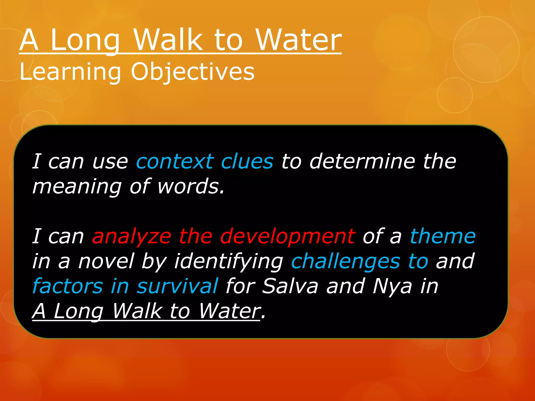 A Long Walk to Water - Lesson2 unit2 | PPTX