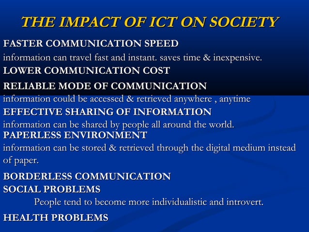 Usage of ict in daily life | PPT
