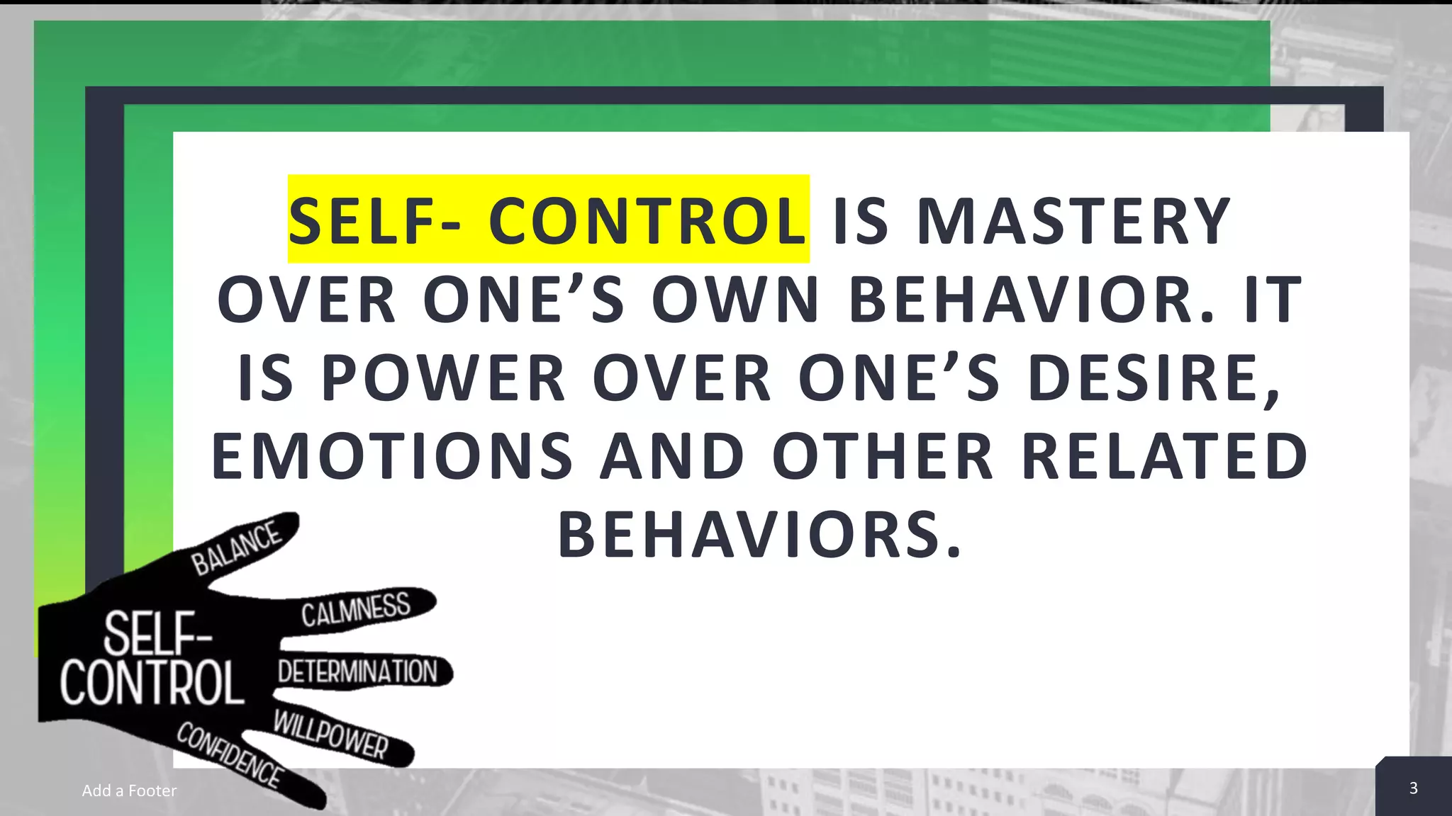Values Education - Lesson 2 : Self- Control and Patience | PPTX