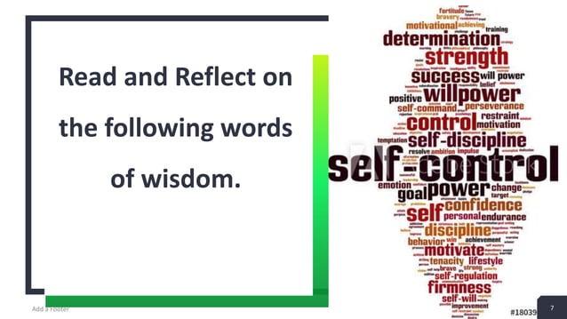 Values Education - Lesson 2 : Self- Control and Patience | PPTX