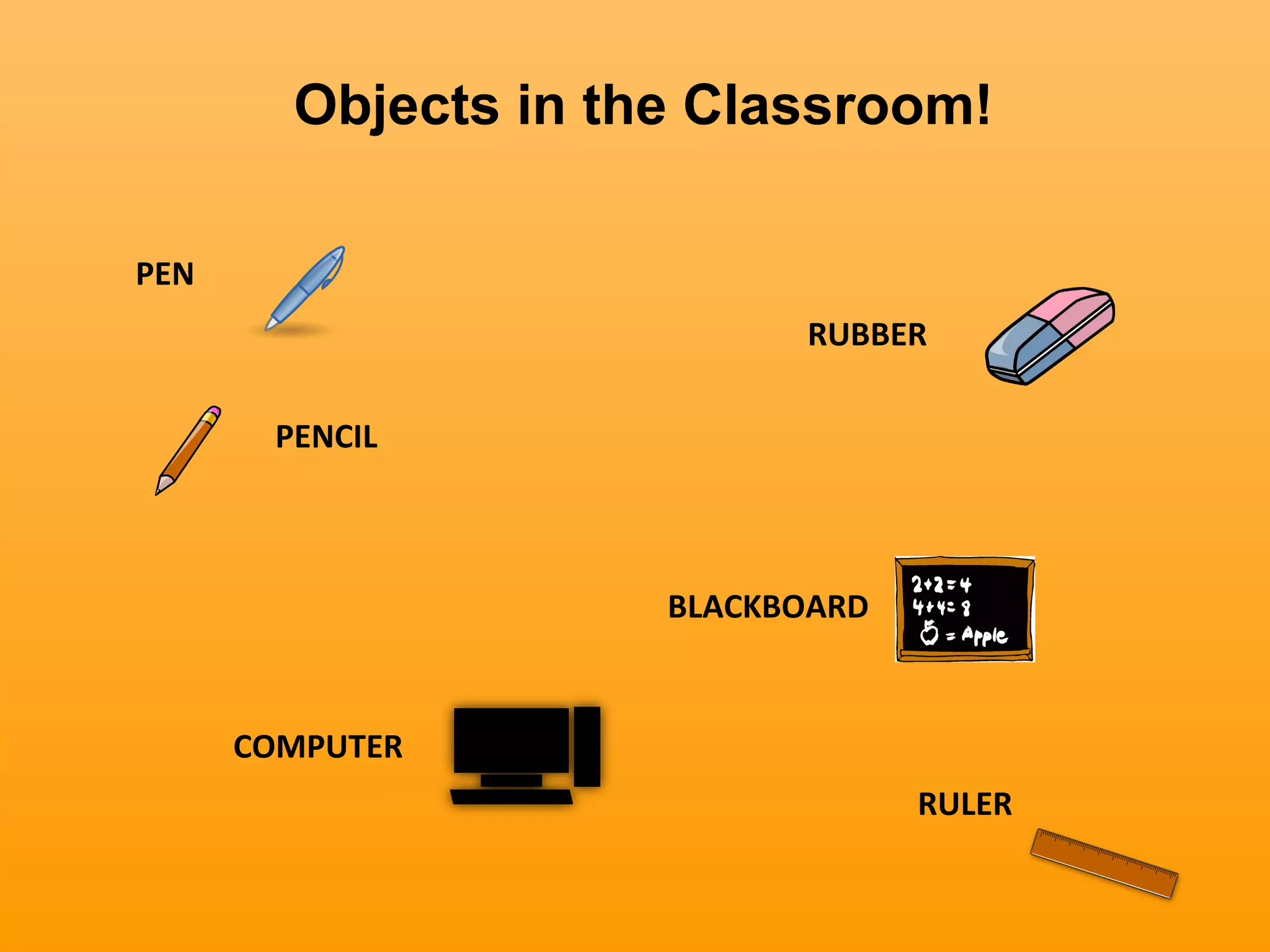 Lesson 2 vocabulary: Classroom objects and numbers from 1 to 12 | PPT