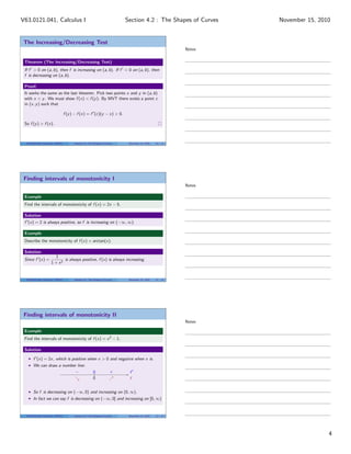 Lesson 20: Derivatives and the Shape of Curves (Section 041 handout) | PDF
