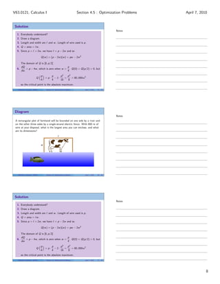 Lesson 20: Optimization (handout) | PDF | Physics | Science