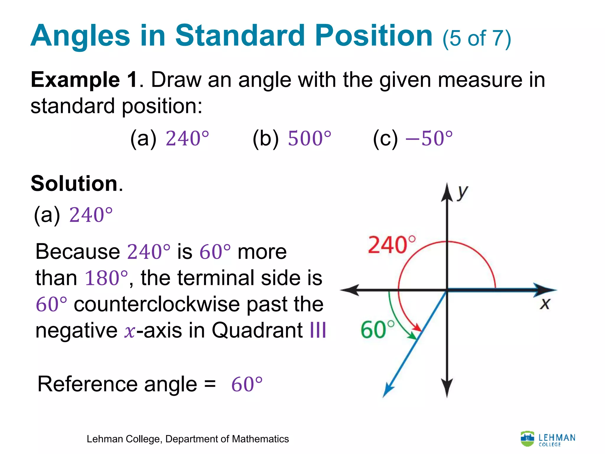 Lesson 20: Trigonometric Functions of Any Angle Part 1 | PPTX