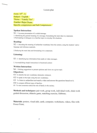 Lesson Plan: Family Ties | PDF