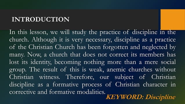 Lesson 8 - Discipline in the Church.pptx | Christianity | Religion ...