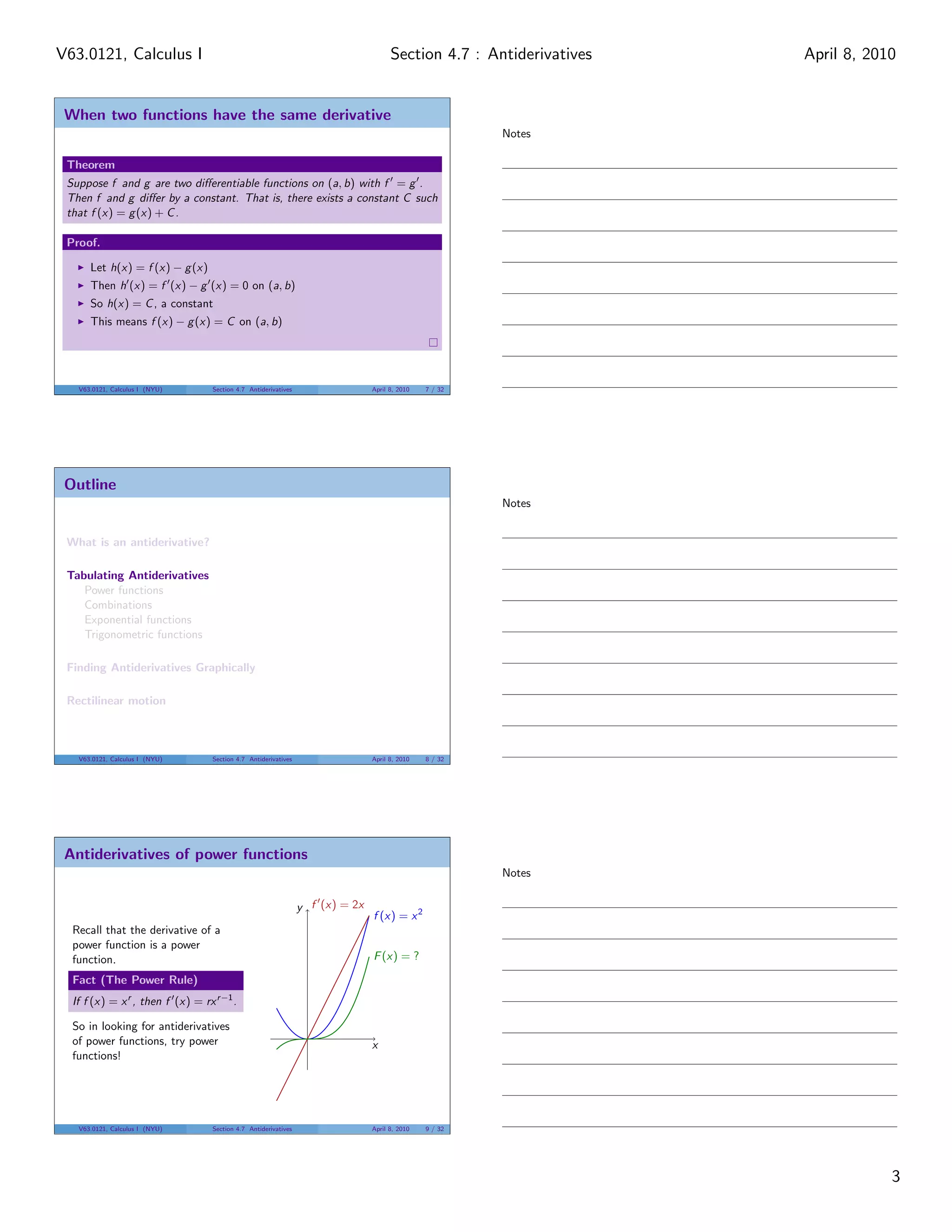Lesson 21: Antiderivatives (notes) | PDF