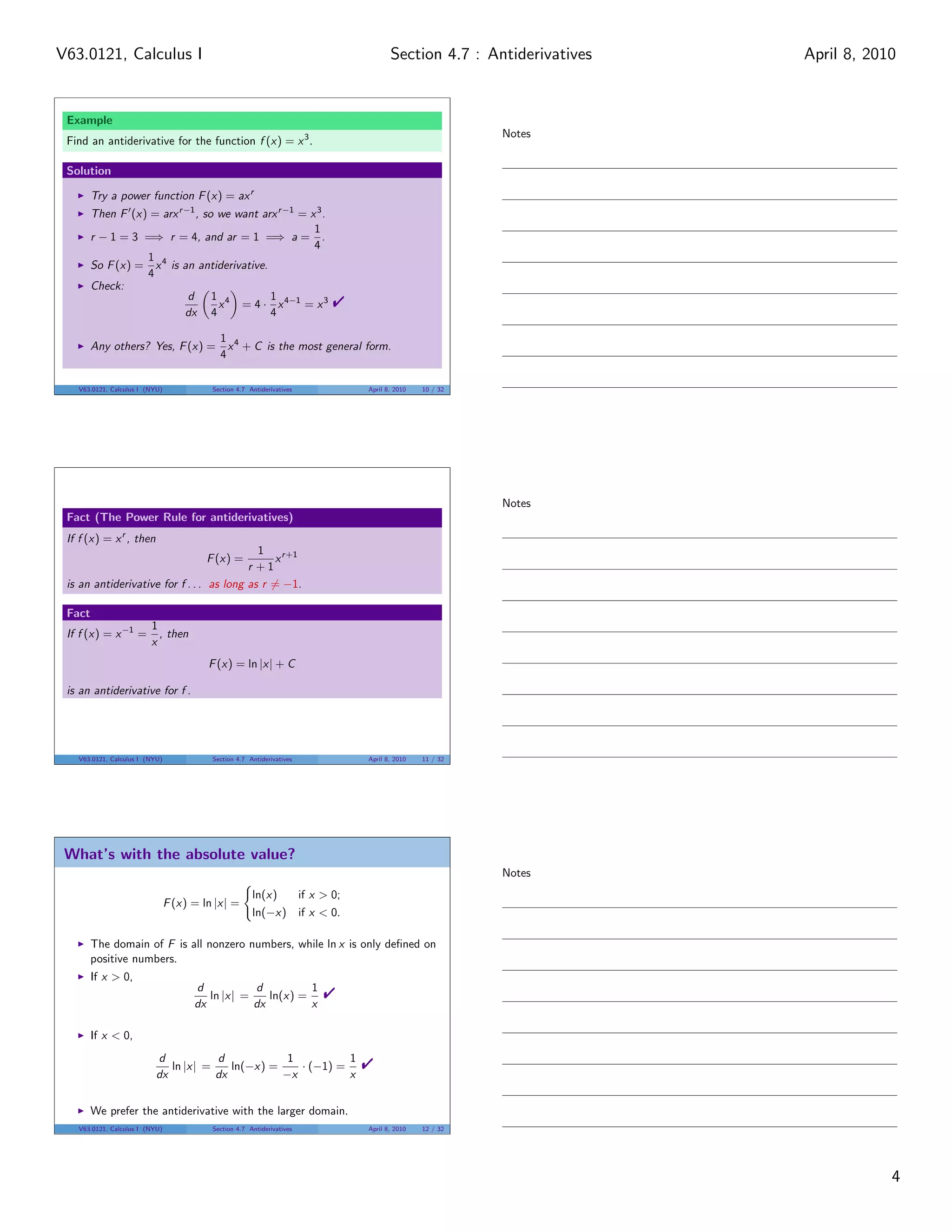 Lesson 21: Antiderivatives (notes) | PDF