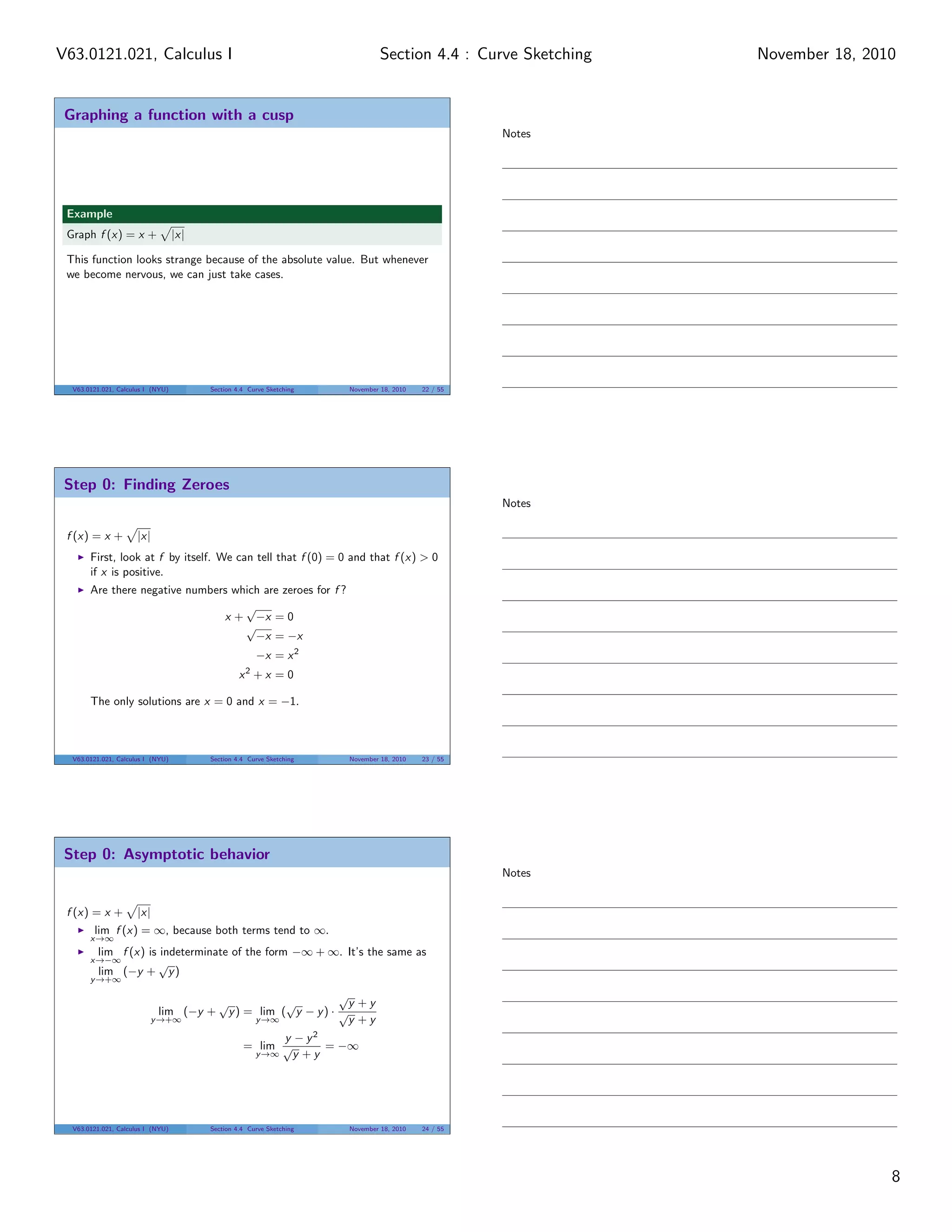 Lesson 21: Curve Sketching (Section 021 handout) | PDF