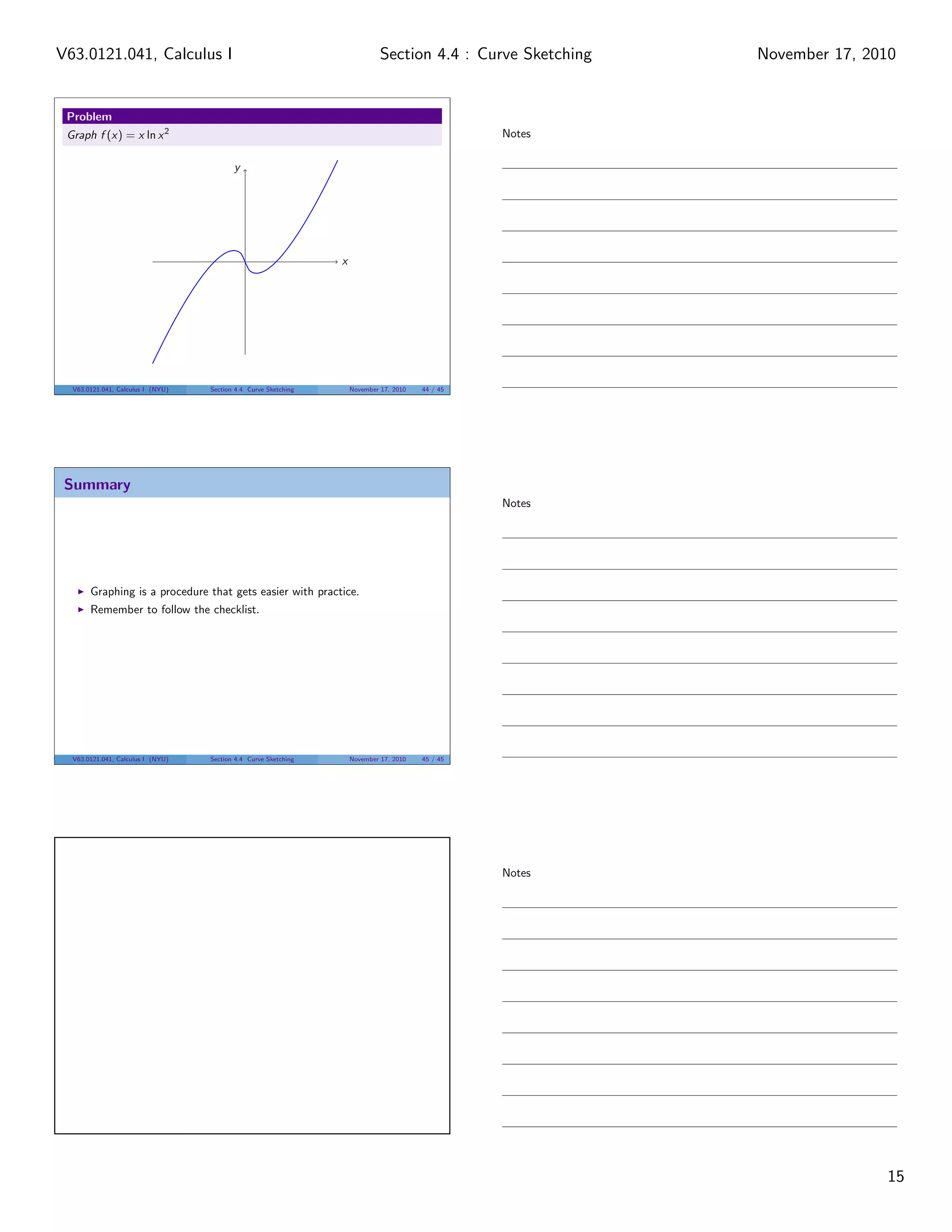 Lesson 21: Curve Sketching (Section 041 handout) | PDF