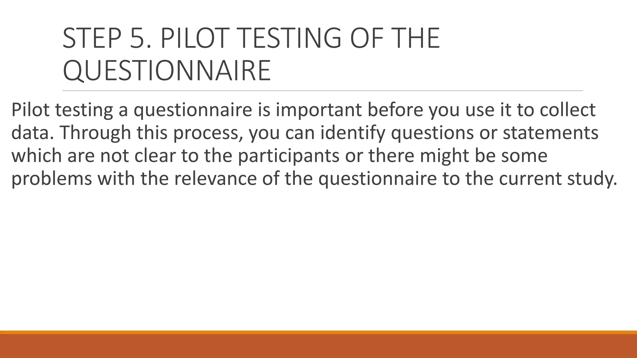 Lesson 21 designing the questionaire and establishing validity and reliabilty | PPTX