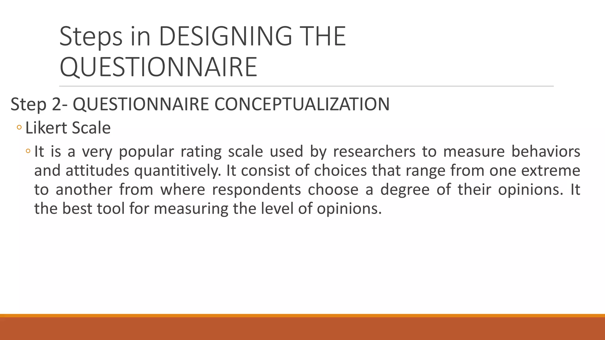 Lesson 21 designing the questionaire and establishing validity and reliabilty | PPTX