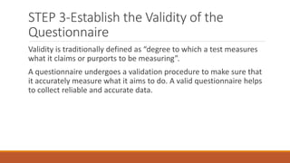 Lesson 21 designing the questionaire and establishing validity and ...