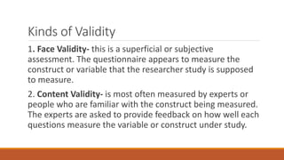 Lesson 21 designing the questionaire and establishing validity and ...