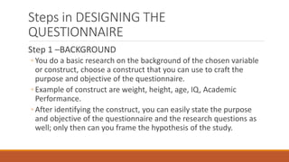 Lesson 21 designing the questionaire and establishing validity and ...