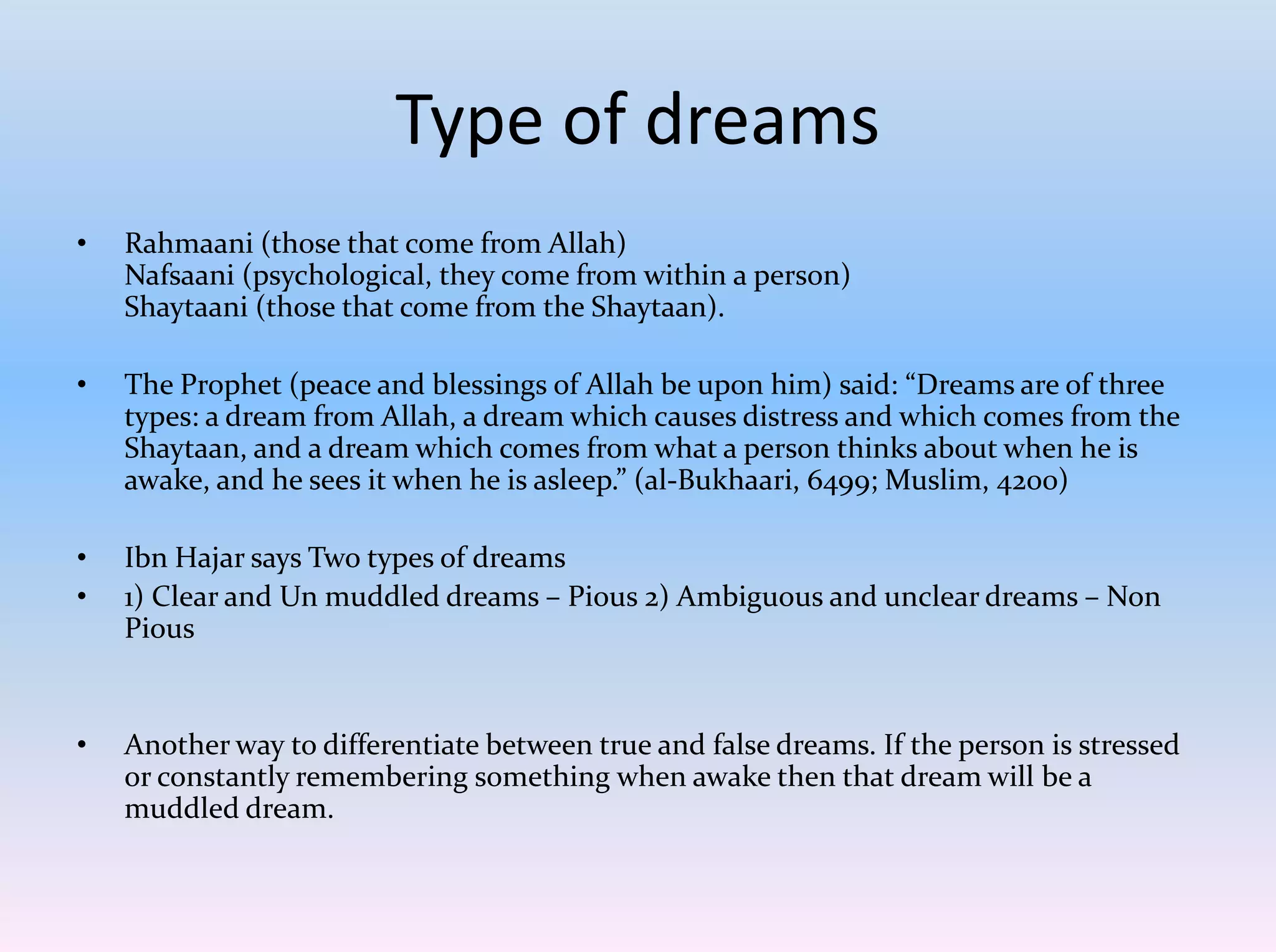 Lesson 22 - Dreams and it’s place in Shariah | PPTX