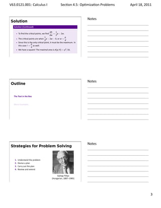 Lesson 22: Optimization Problems (handout) | PDF