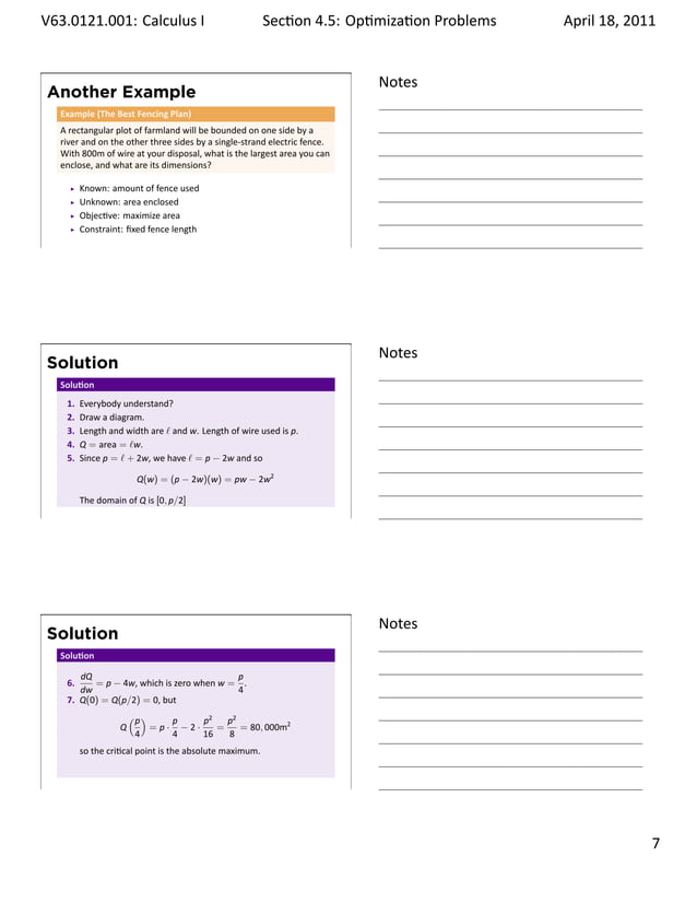 Lesson 22: Optimization Problems (handout) | PDF
